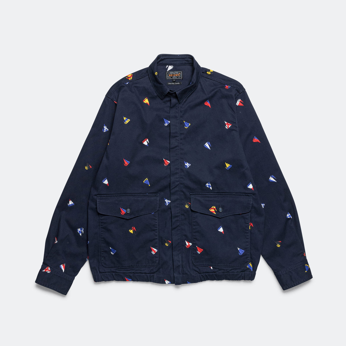 BEAMS Plus Zipper Blouson Boat Embroidery - Navy | UP THERE