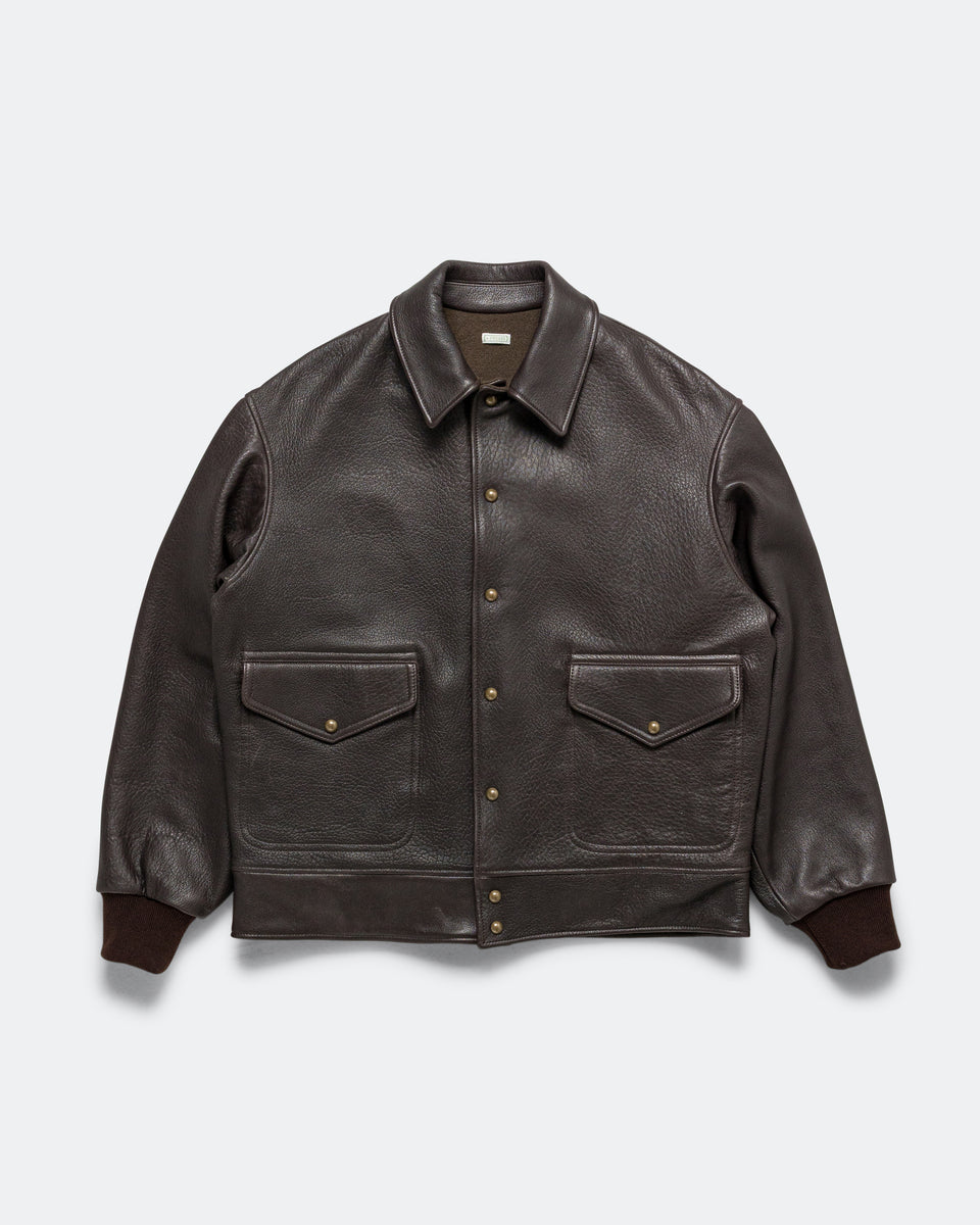 A.PRESSE - Leather A-1 Flight Jacket - Brown | UP THERE