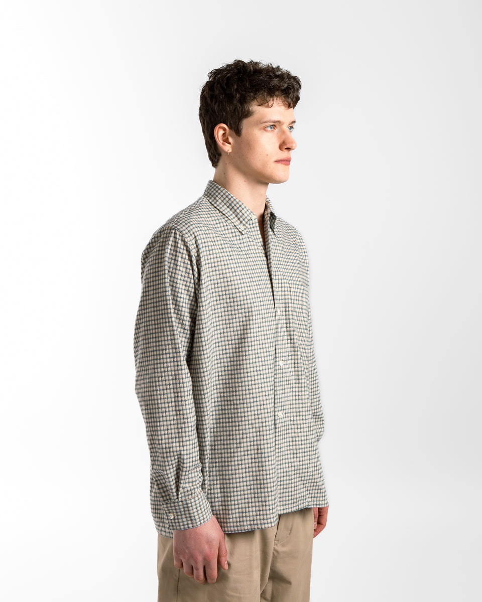 Beams Plus - Open B.D. Dobby Plaid Shirt - White | UP THERE