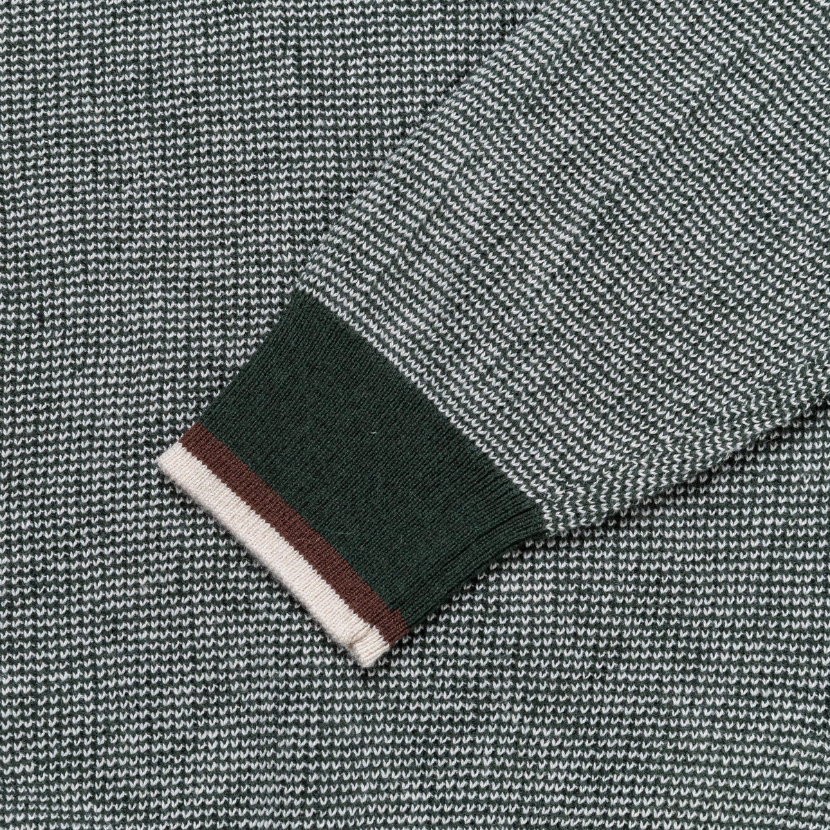 BEAMS Plus Knit Polo Collar Line - Green | UP THERE