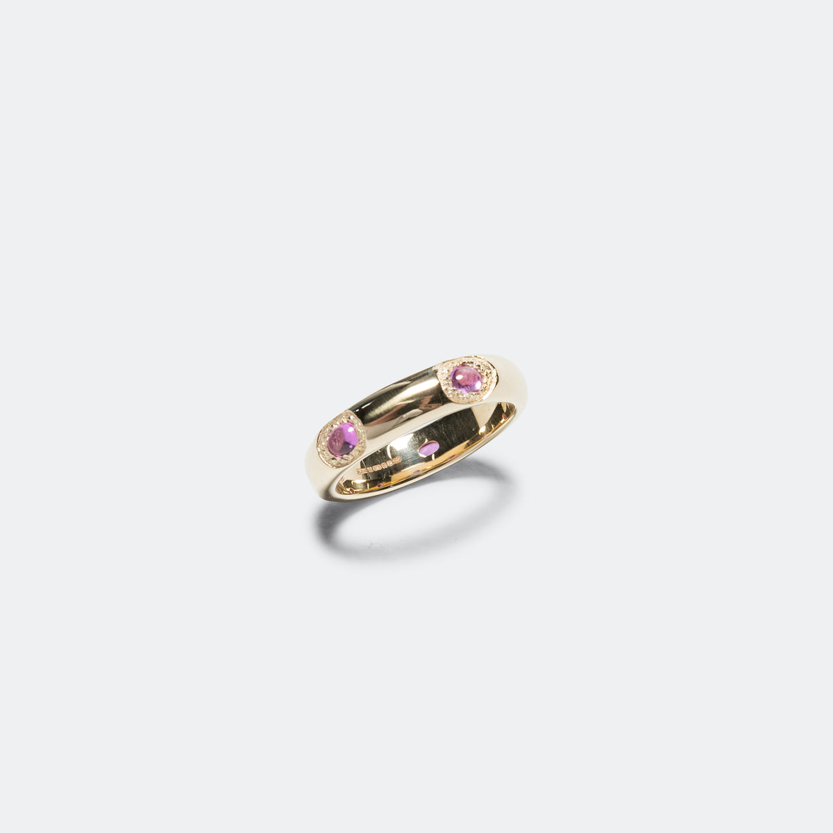 Bleue Burnham Oval Cabachon Band (Pink) - 9K Gold | UP THERE