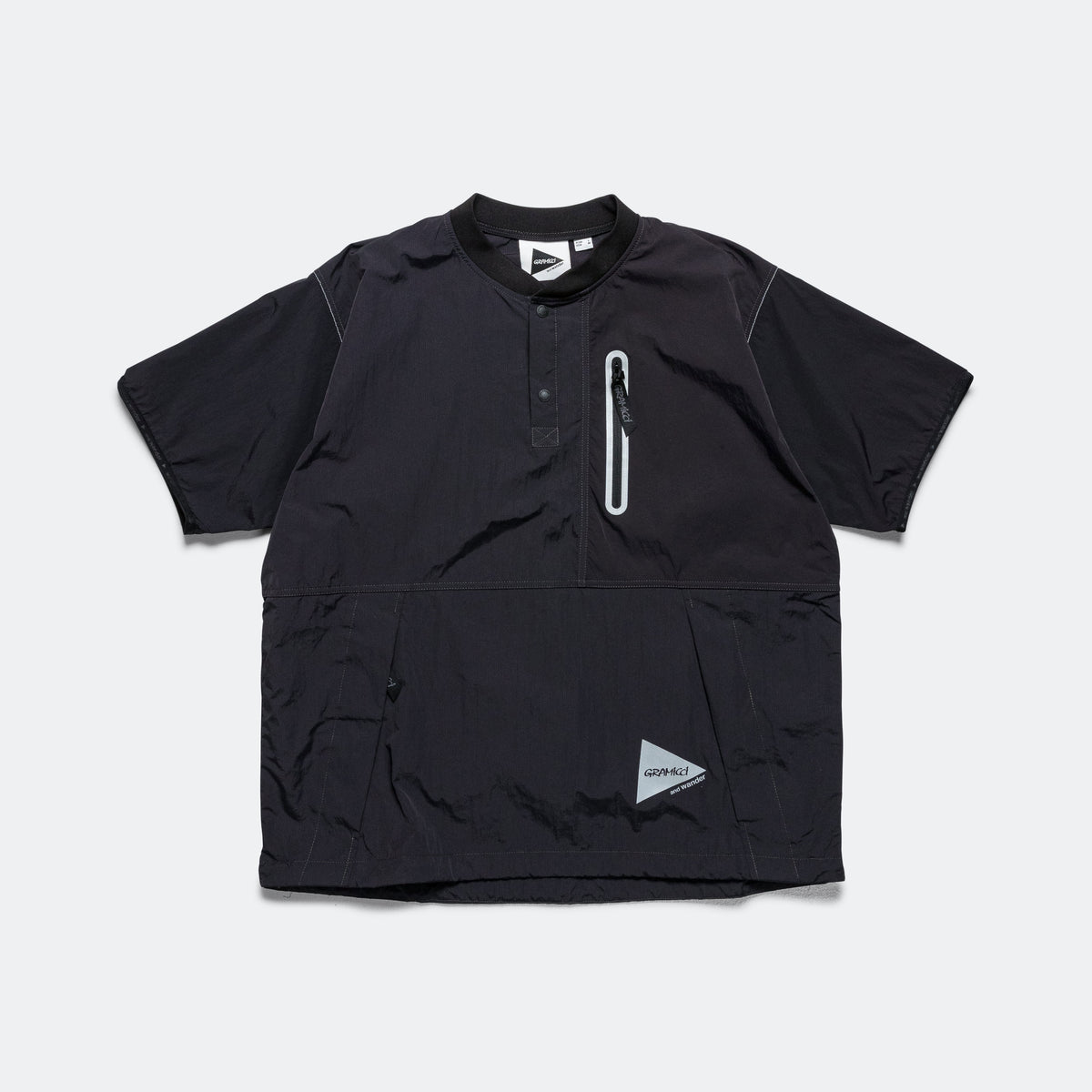 Gramicci and wander Wind Tee - Black | UP THERE