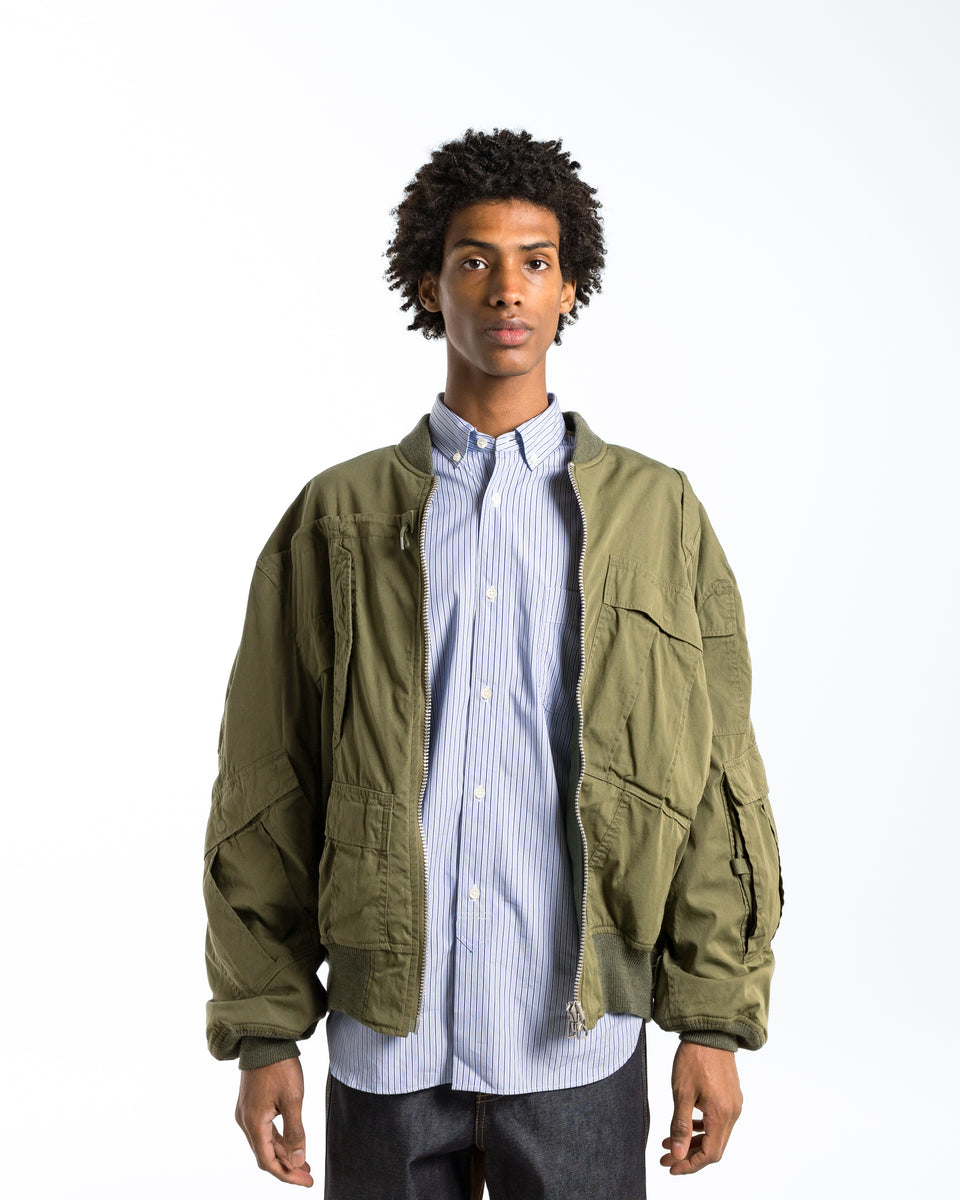 Junya Wantanabe MAN - Cotton Nylon Bomber x Needles - Khaki | UP THERE