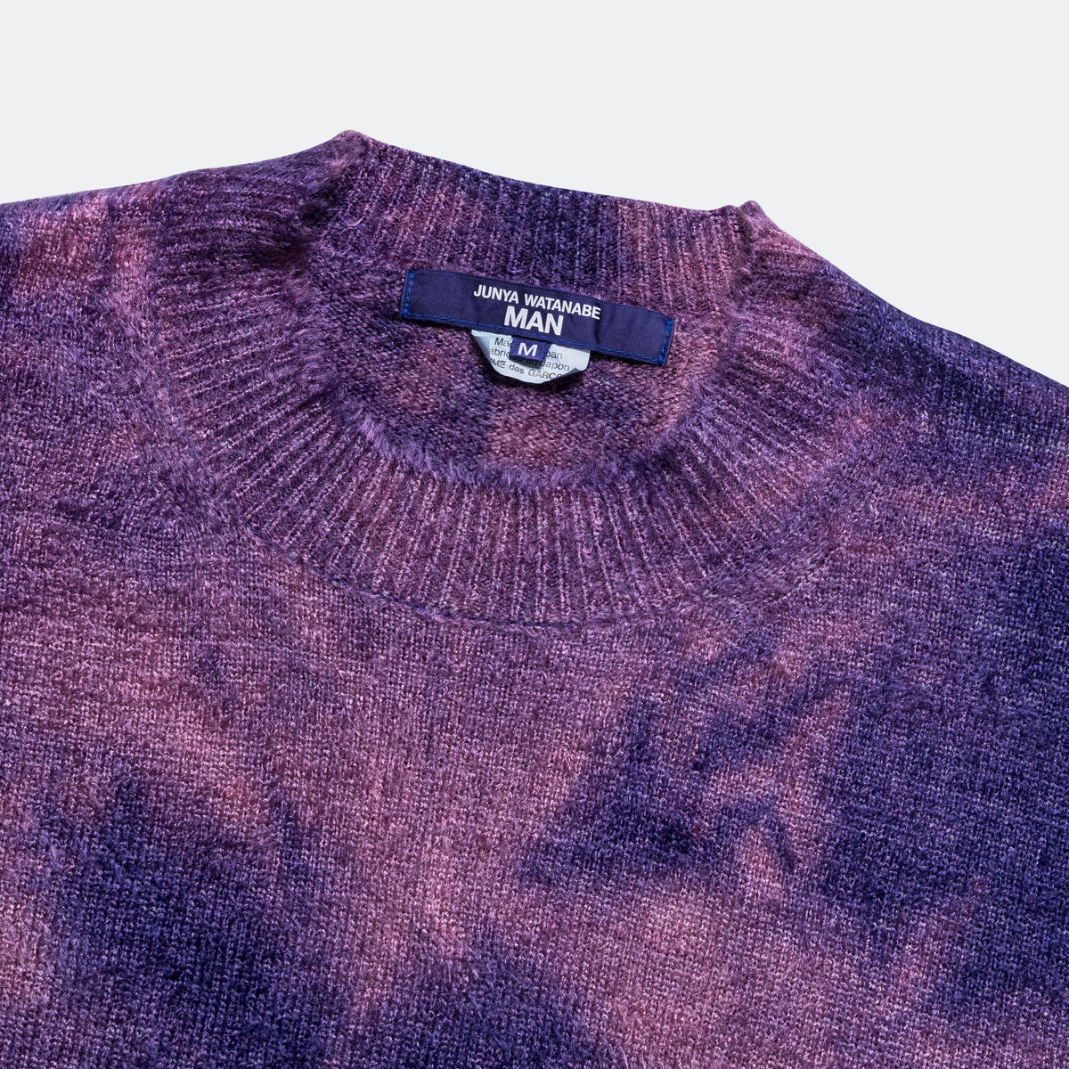 Junya Rayon Mole Yarn Jersey Uneven Dye Crew - Navy/Purple | UP THERE