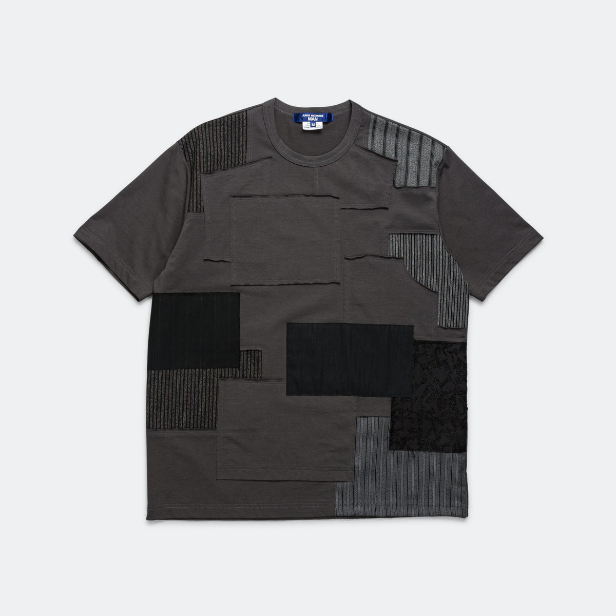 Cotton Jersey x Multi Fabrics Patchwork T-Shirt - Grey/Mix | UP THERE