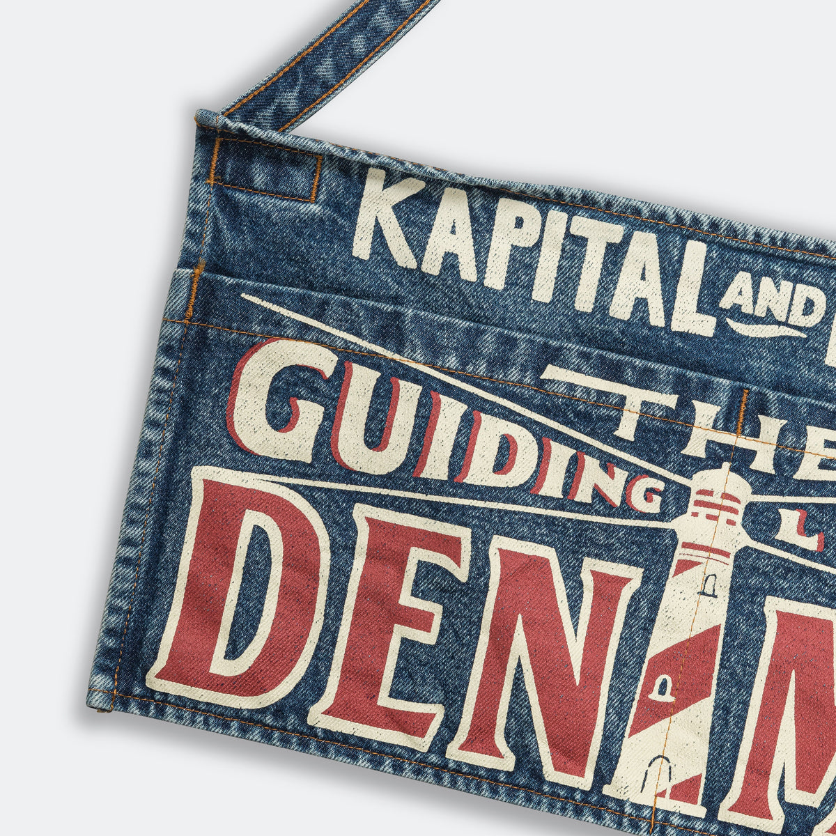 13oz Denim Damaged Shrot AD Apron GUIDING LIGHT | UP THERE