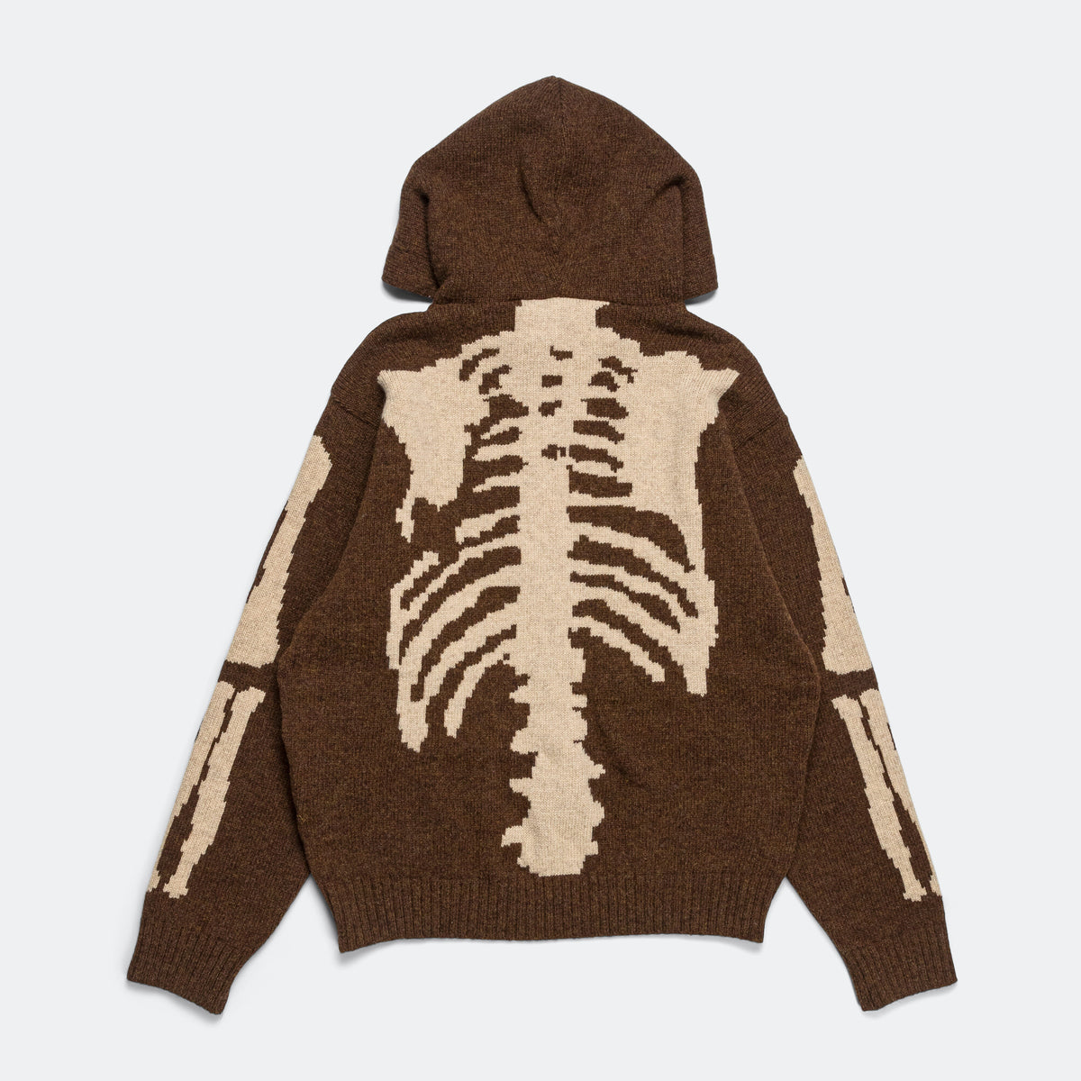 5G Wool BONE Hood Sweater - Brown | UP THERE