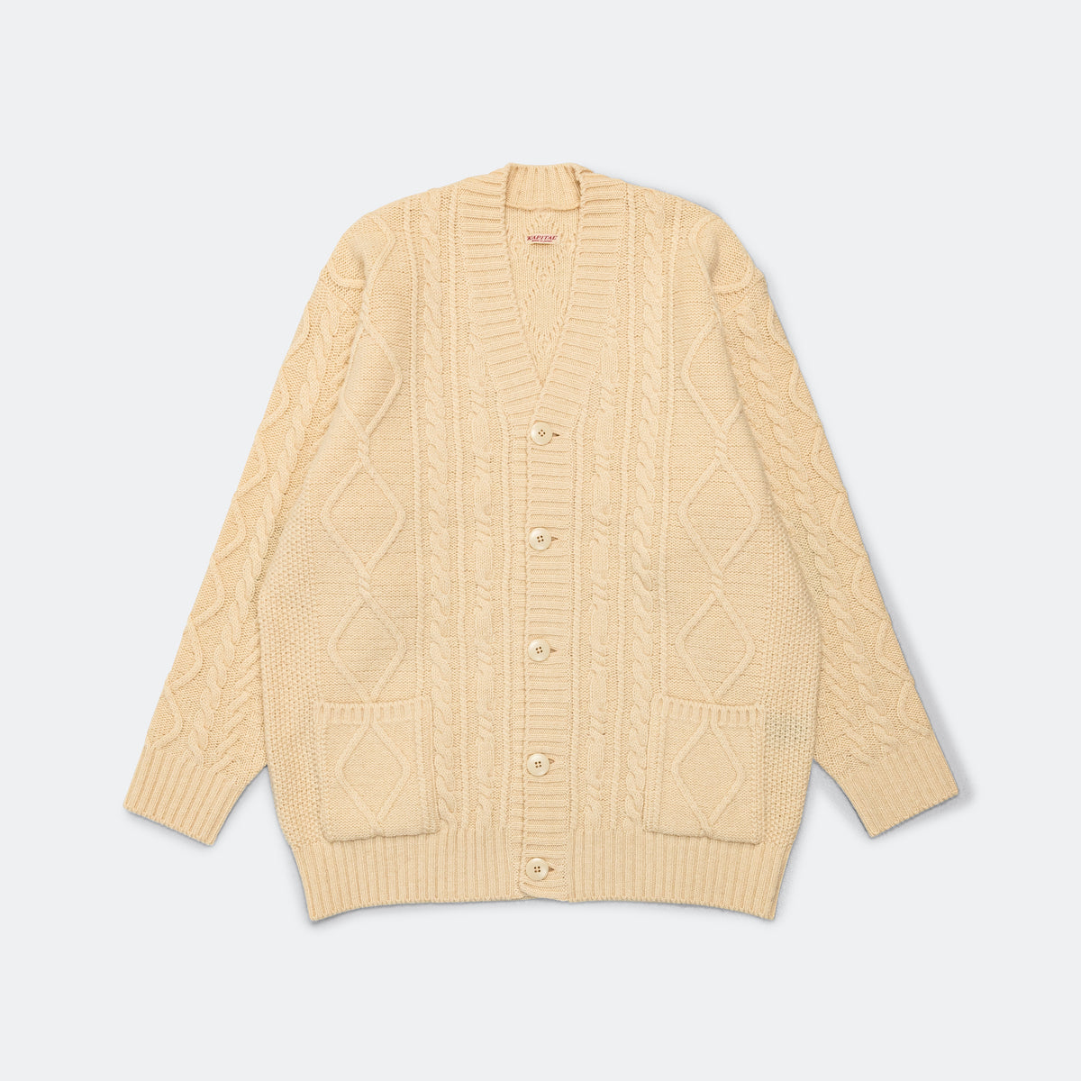 Kapital 5G Wool Cable Knit PROFILE RAINBOWY Cardigan | UP THERE