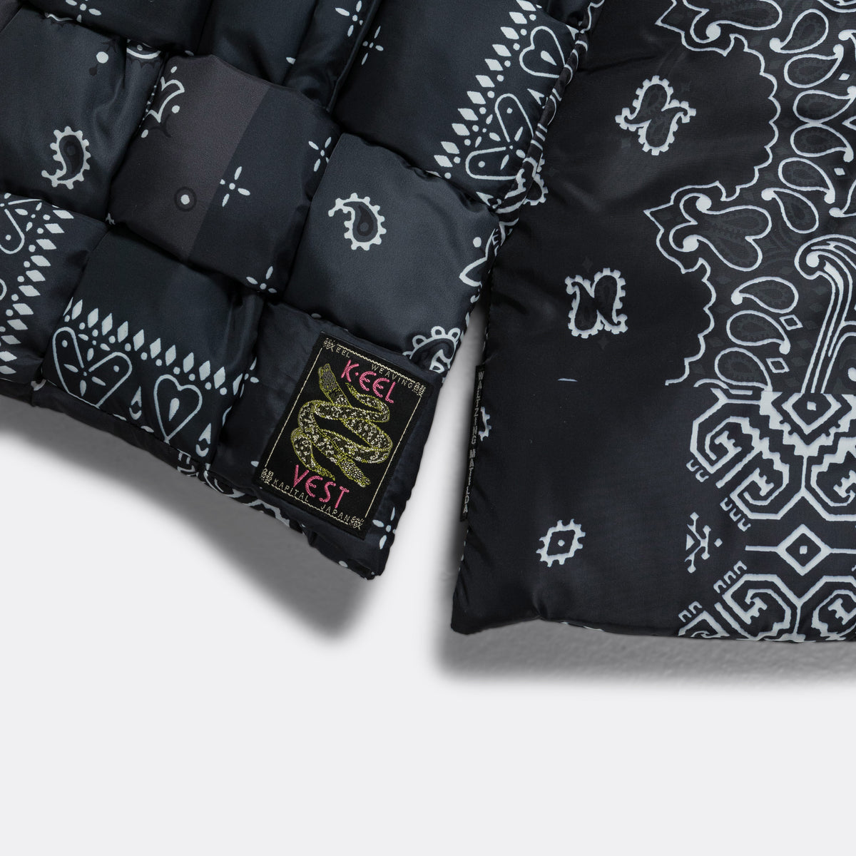 Kapital Bandana Print Nylon KEEL WEAVING Scarf - Black | UP THERE
