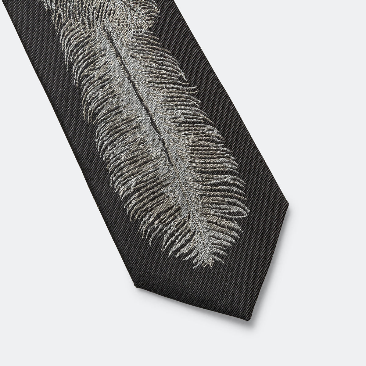 Silk Twill Feather Tie - Black | UP THERE