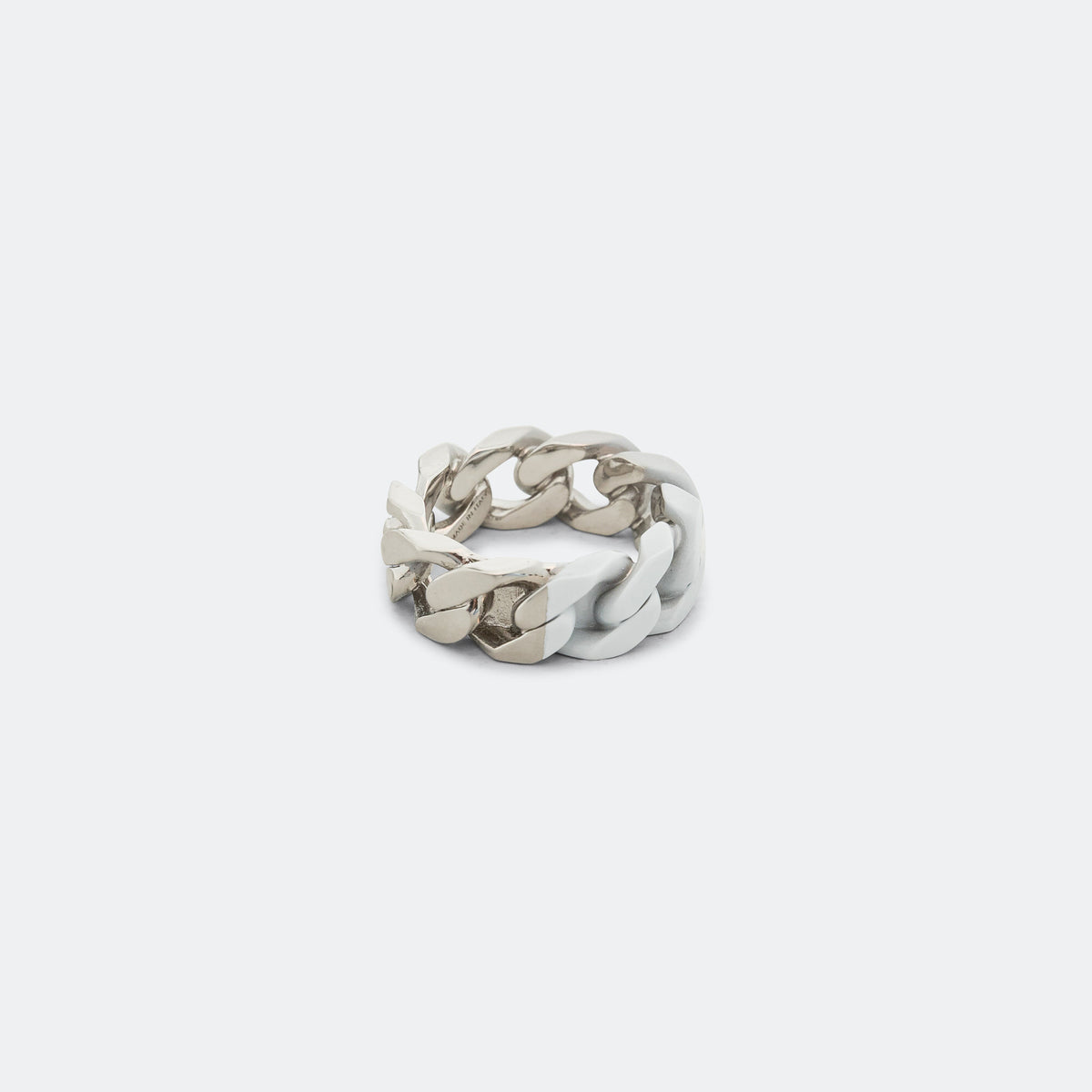 Minimal Logo Curb Ring - Silver Toned Brass | UP THERE