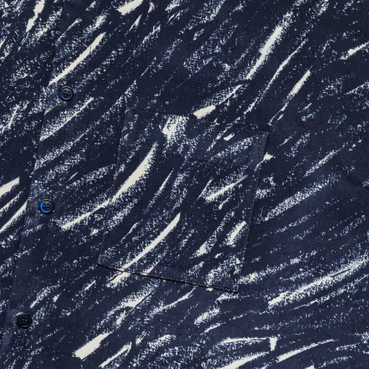 Crayon Pattern Flocked Denim Shirt - Blue | UP THERE