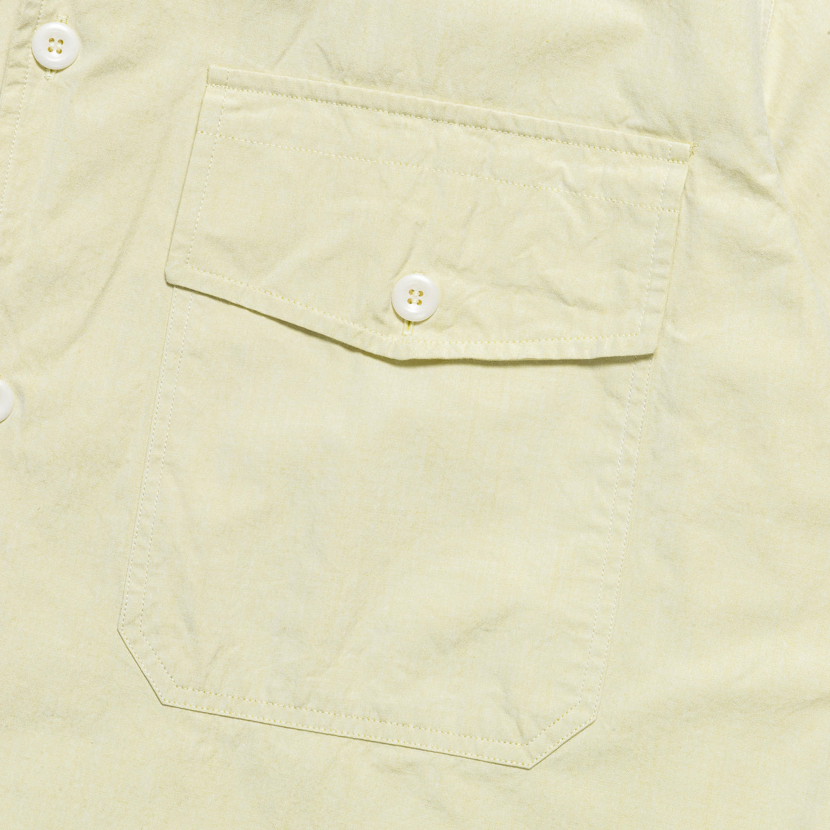 S/S Flap Pocket Shirt - Pale Yellow Yarn Dye Cotton Canvas (LCP) | UP THERE