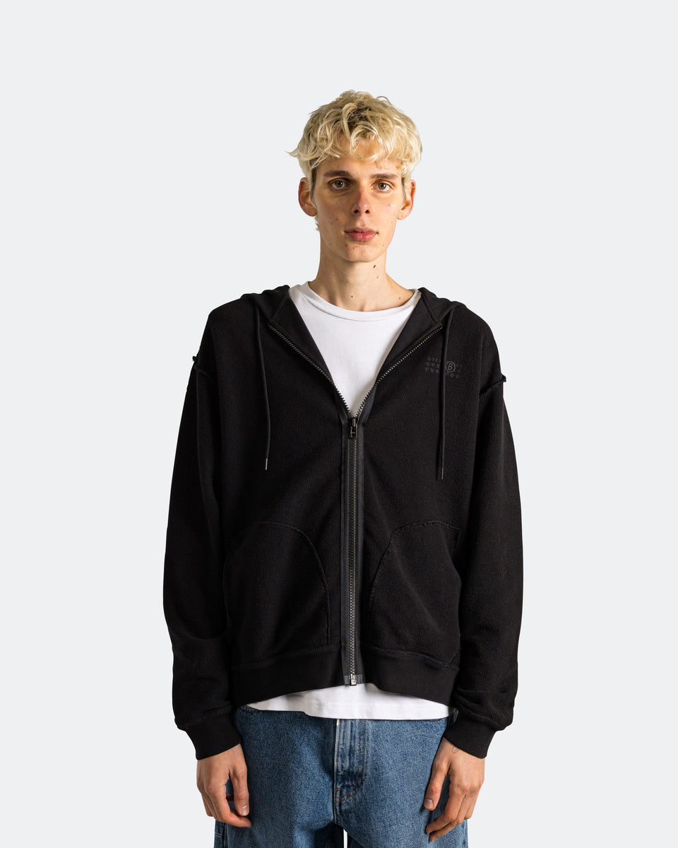 MM6 - Brushed Sweat Jersey Zip-Up - Black | UP THERE