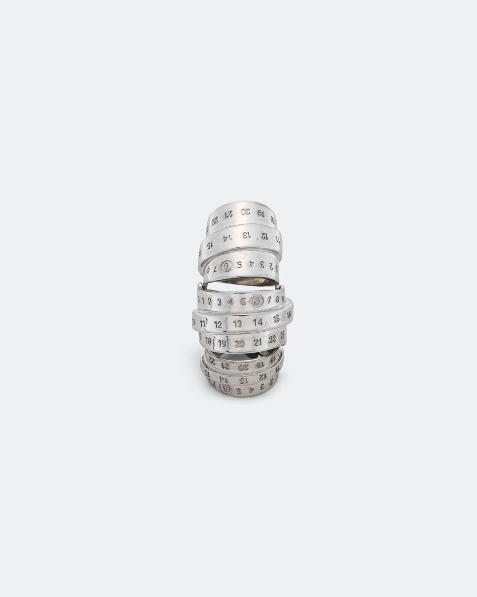 MM6 - Minimal Logo Shroud Ring - Silver Toned Brass | UP THERE