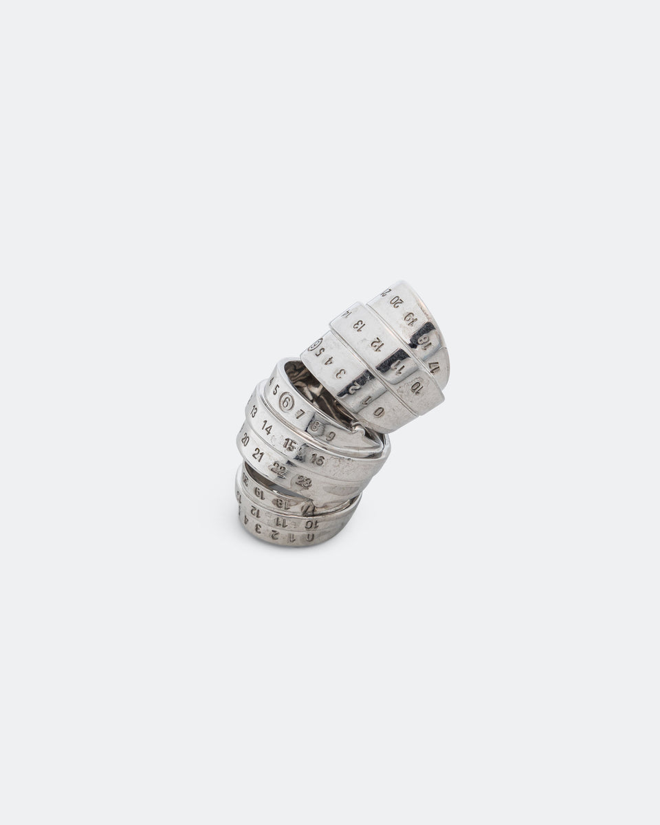 MM6 - Minimal Logo Shroud Ring - Silver Toned Brass | UP THERE