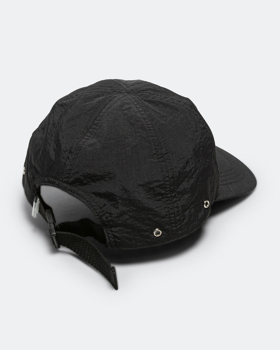 Crinkle Nylon Logo Cap - Black | UP THERE