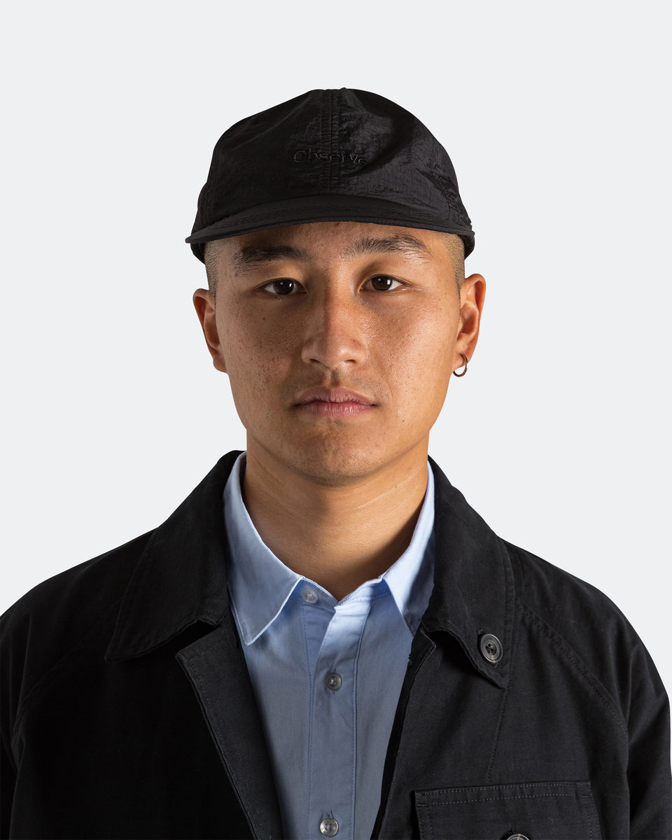 Crinkle Nylon Logo Cap - Black | UP THERE