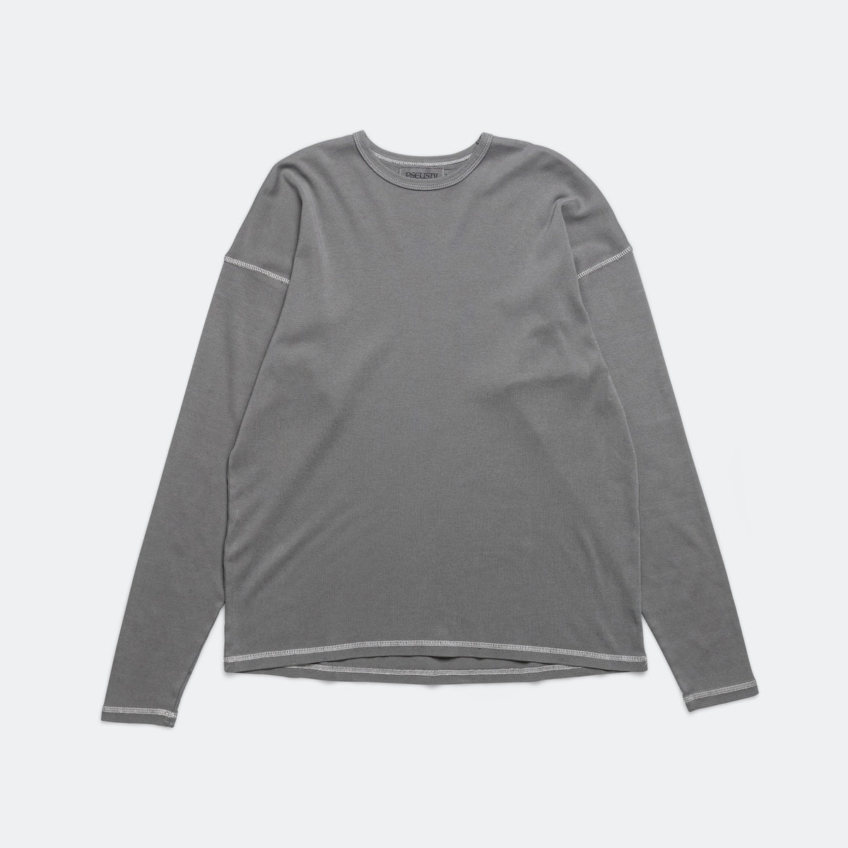 Heavy Rib Knit Long Sleeve Tee - Grey | UP THERE