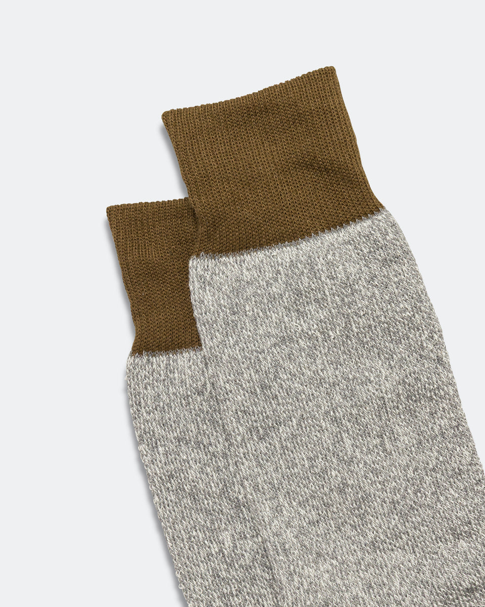 RoToTo - Double Face Crew Sock - Olive/Gray | UP THERE