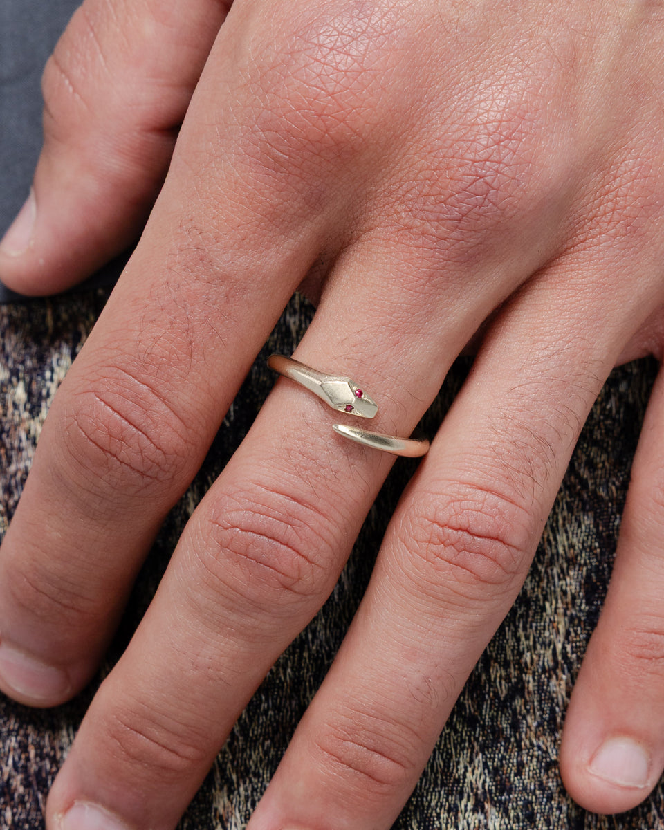 Seb Brown - Serpent Ring 2.0 - 9CT Gold/Ruby | UP THERE