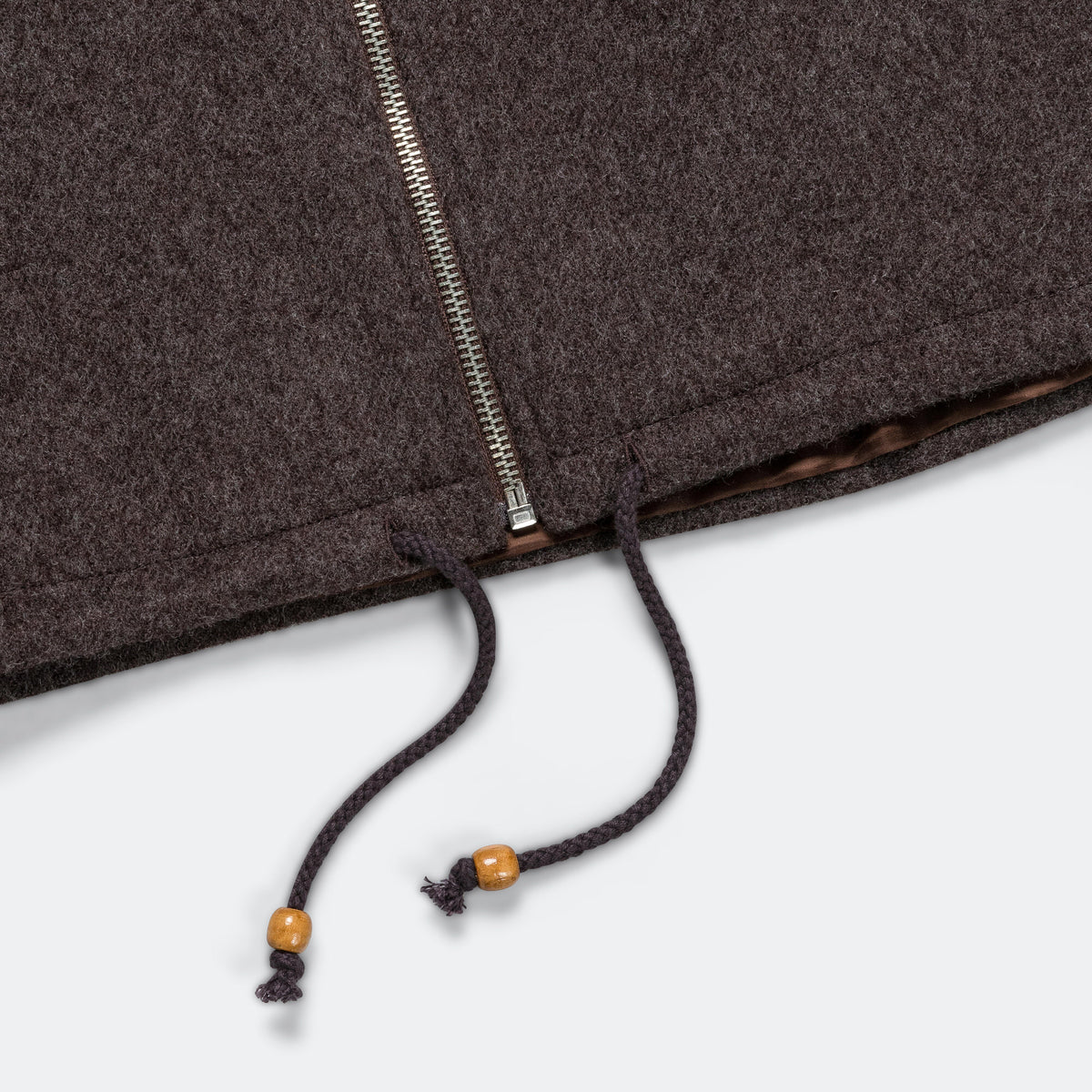Full Zip Wool Fleece - Dark Brown | UP THERE