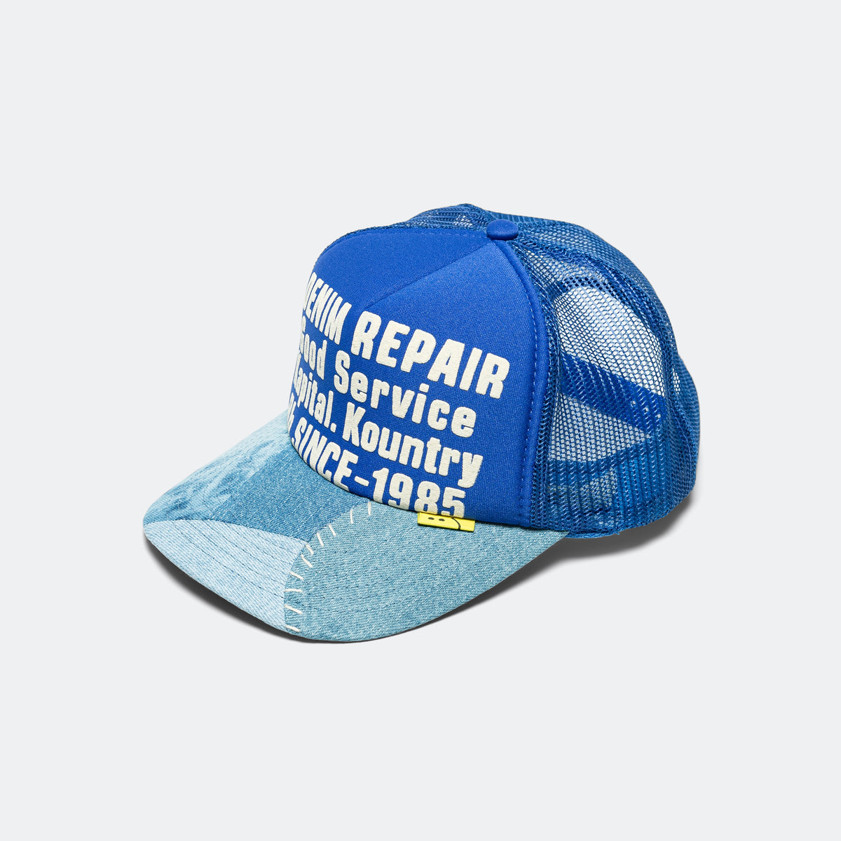 KAPITAL Denim Repair Service Denim Reconstruction Truck Cap - Blue | Up ...