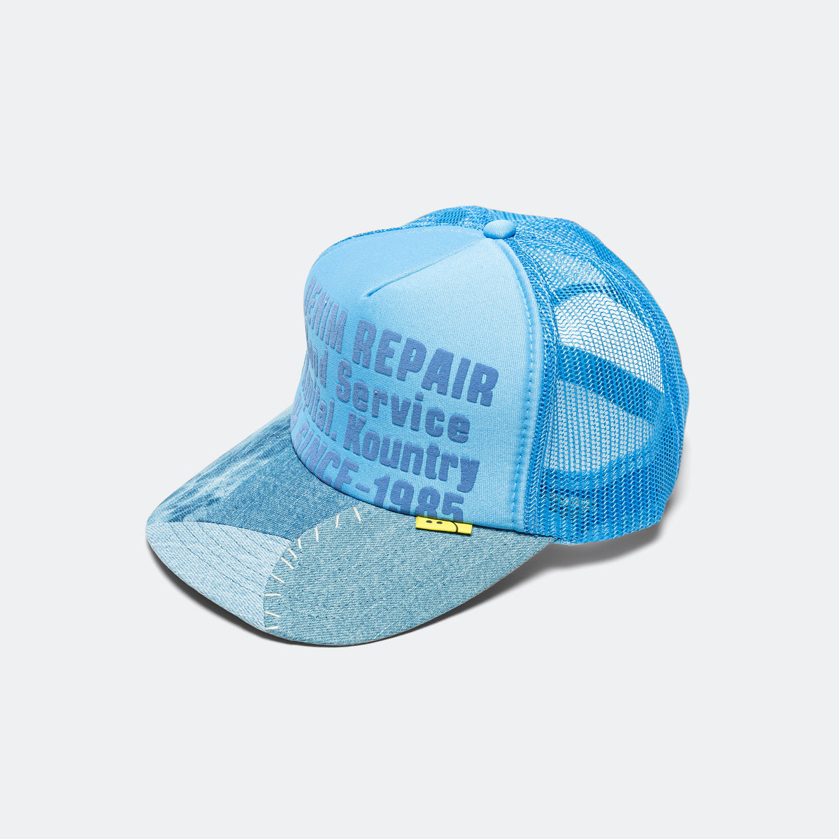 KAPITAL DENIM REPAIR SERVICE Re-Construct Trucker Cap - Sax | Up There ...
