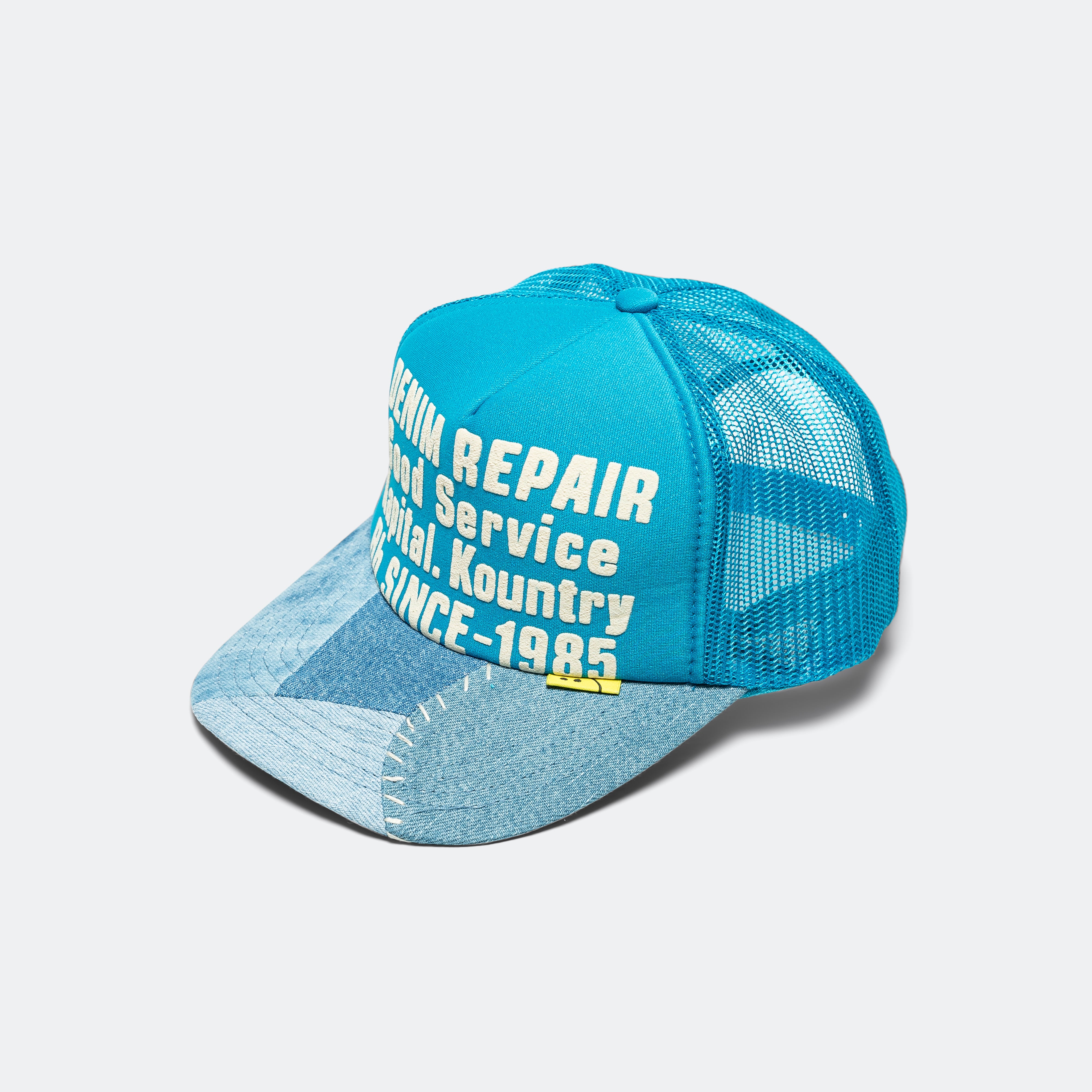 KAPITAL Denim Repair Service Denim Reconstruction Truck Cap - Turquoise ...